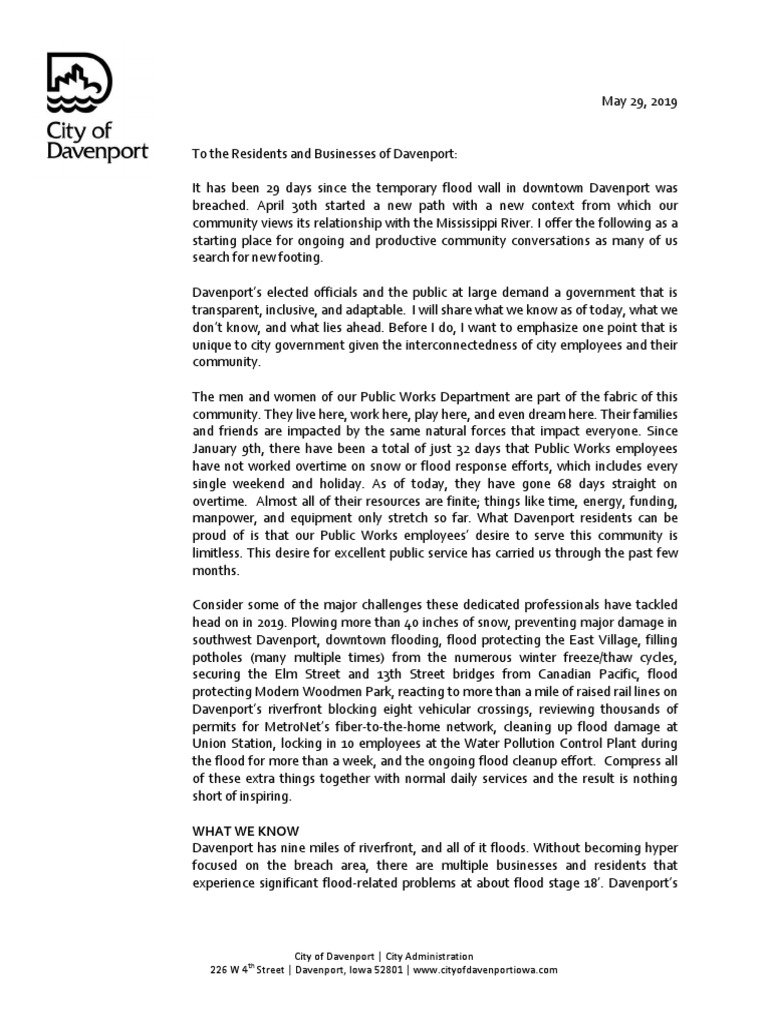 2019-0529 Flood Response Letter | PDF | Flood