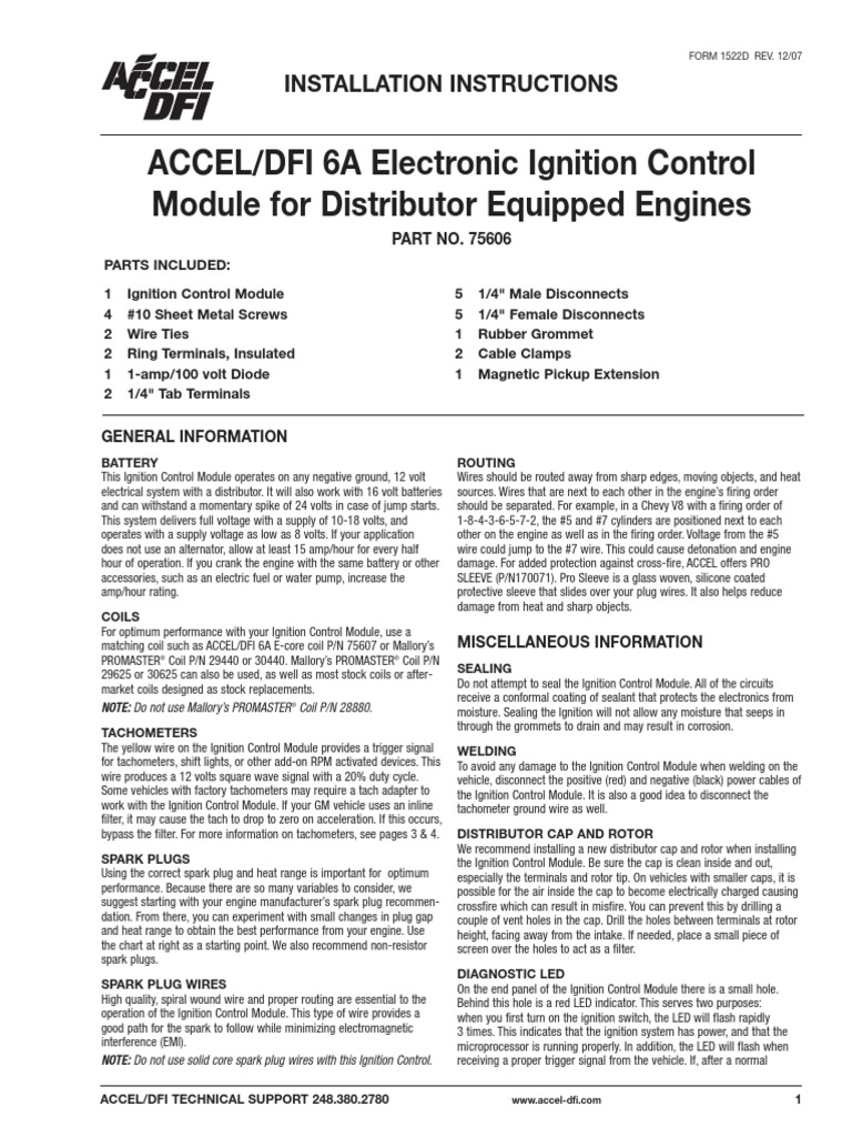 ACCEL-DFI Instructions 6a Digital Ignition Dfi 75606 | PDF | Ignition ...