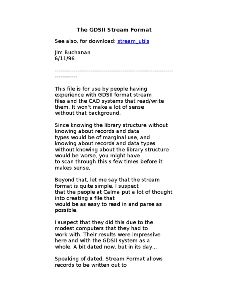 The GDSII Stream Format | PDF | Data Type | Fraction (Mathematics)