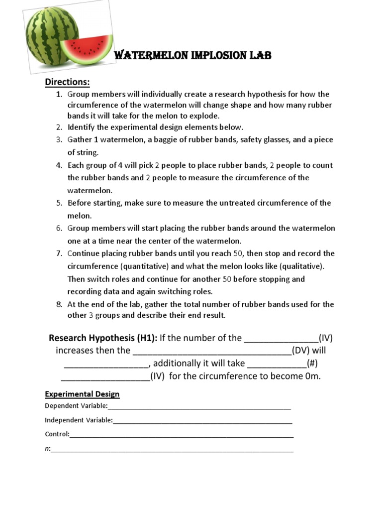 Watermelon Implosion Lab 1 | PDF | Design Of Experiments | Qualitative ...