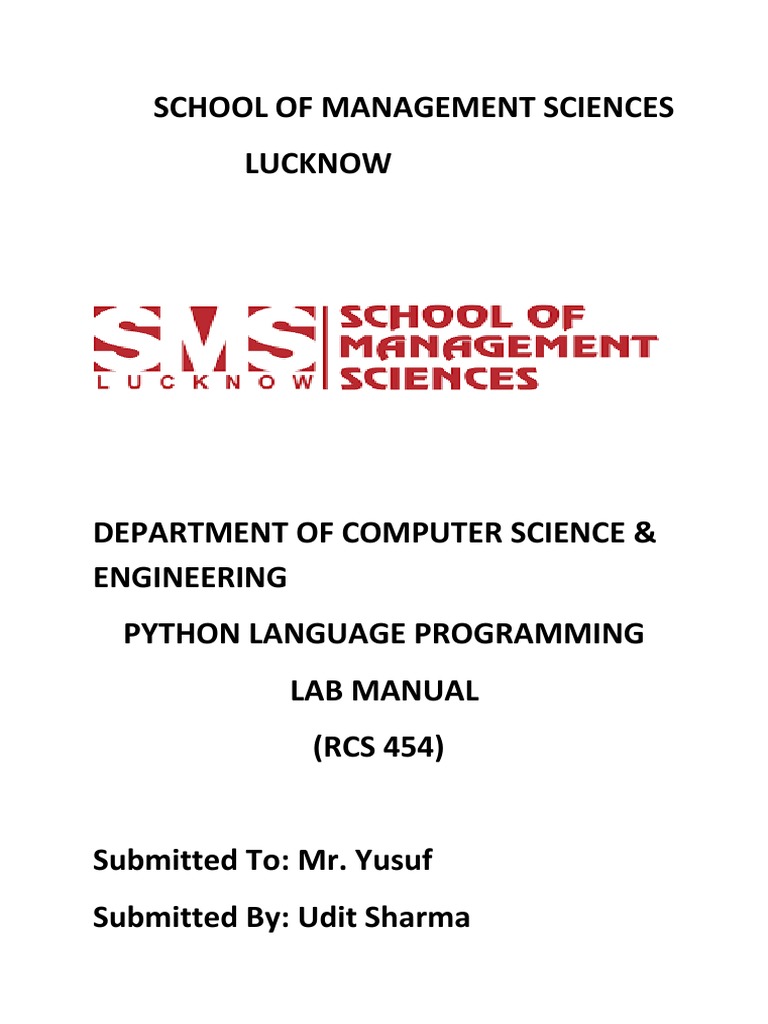 Python Programming Lab Manual RCS 454 | PDF