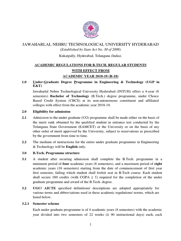 Jntuh R18 B.techAcademicRegulations | PDF | Test (Assessment ...