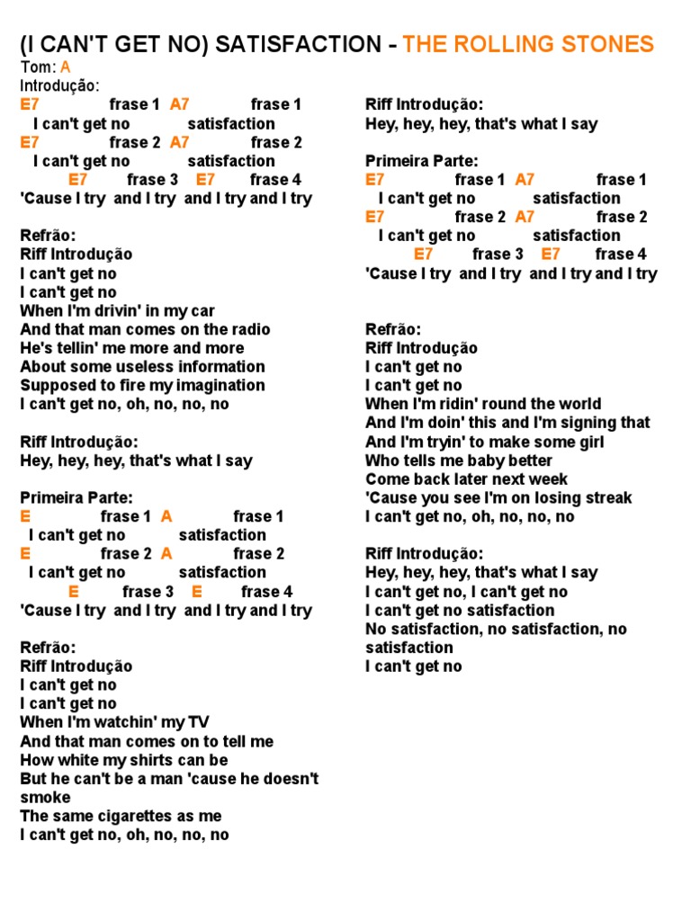 Rolling Stones Satisfaction Lyrics | PDF | Self-Improvement