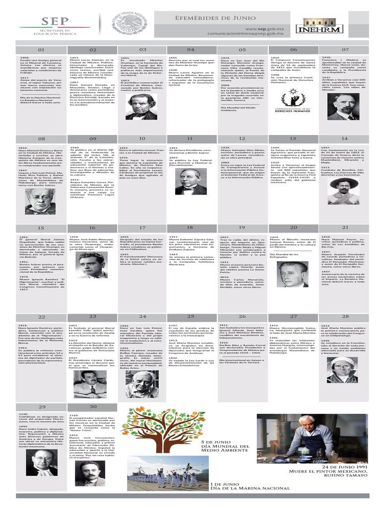 Efemerides Junio Fechas Importantes | PDF | México | Gobierno