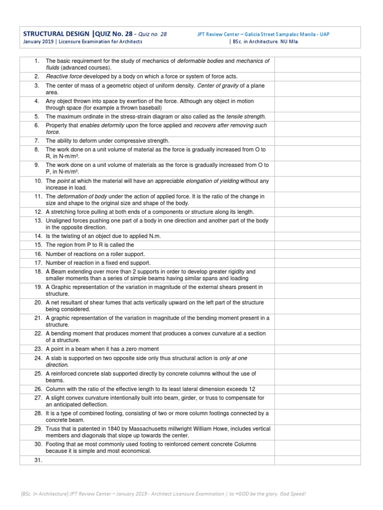 01 StRuctural - Design - JPT Review Center | PDF | Beam (Structure) | Truss