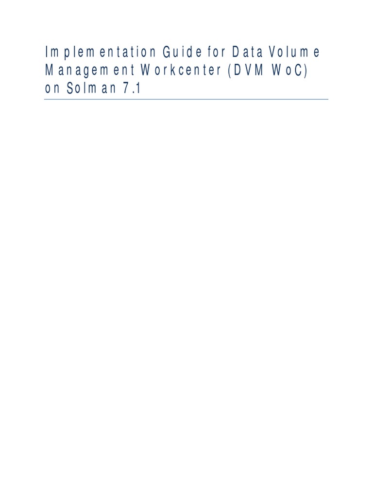 Implementation Guide For Data Volume Management Workcenter - V3 PDF ...