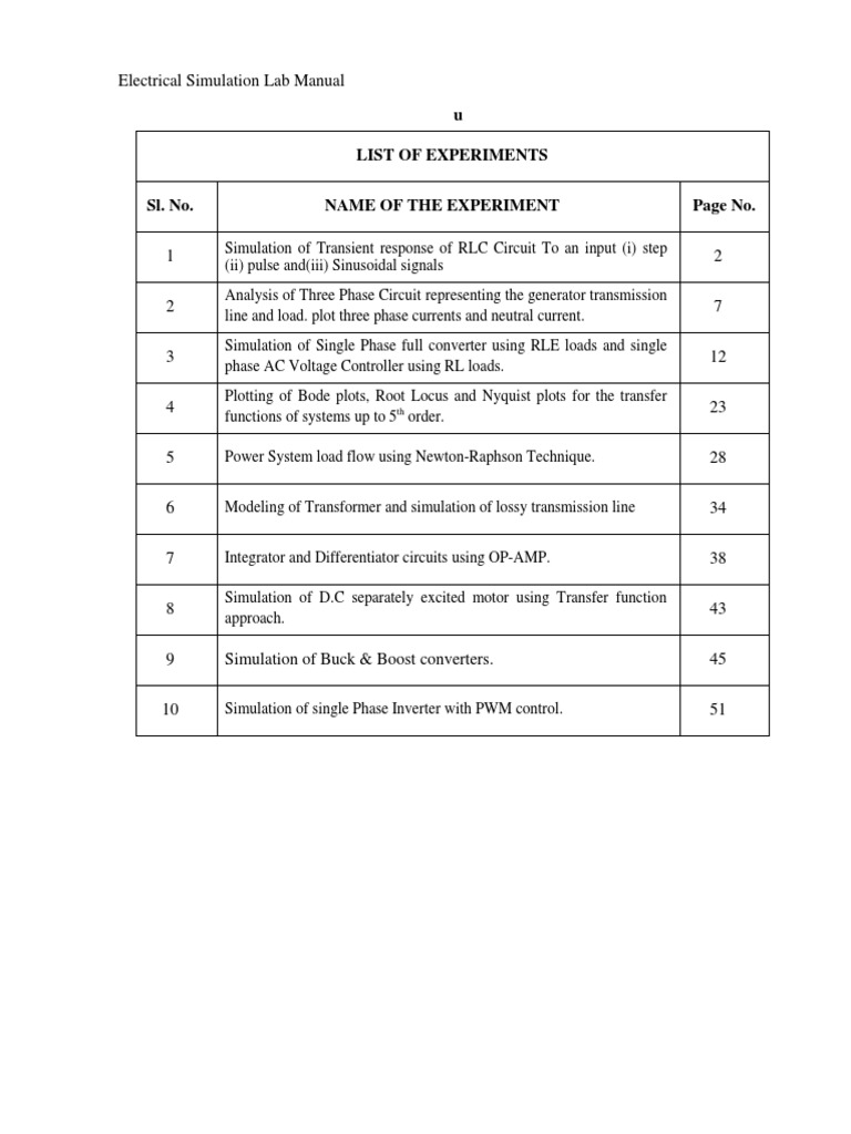 Electrical Simulation Lab Manual PDF | PDF | Electrical Network | Electrical Impedance