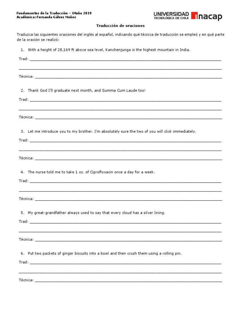 Ejercicios de Traducción | PDF