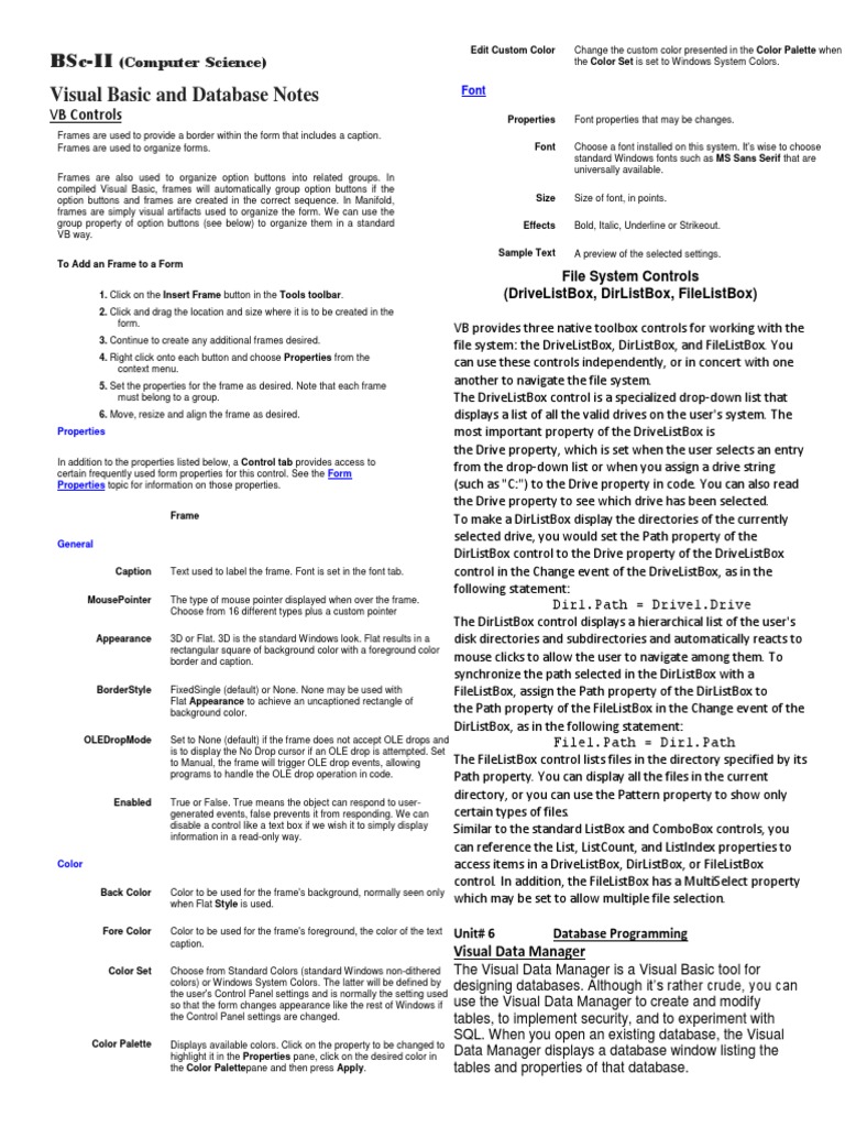 Bsc-Ii Visual Basic and Database Notes: (Computer Science) | PDF ...