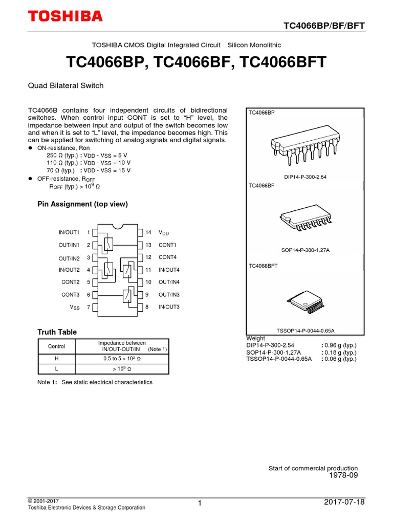 TC4066BF Datasheet en 20170718 PDF | PDF | Reliability Engineering | Electromagnetism