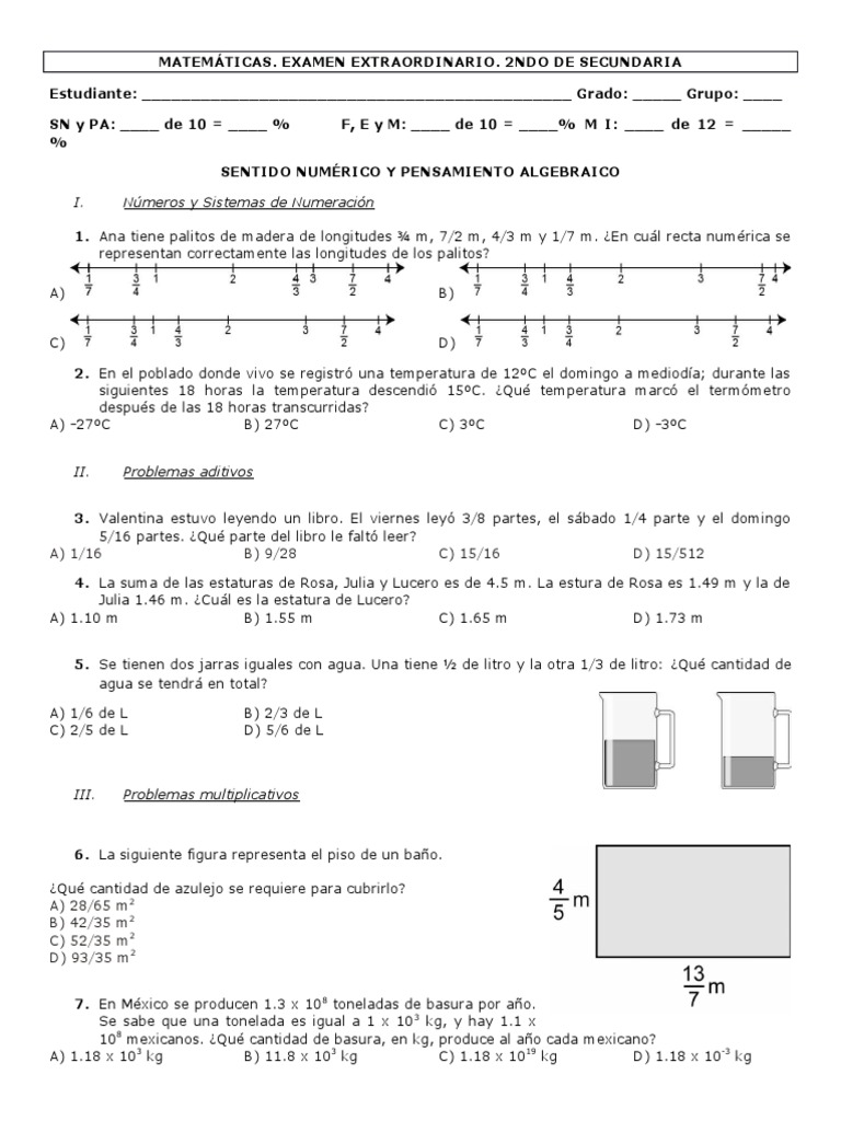 Examen Extraordinario Segundo Sec | PDF | Rectángulo | Triángulo