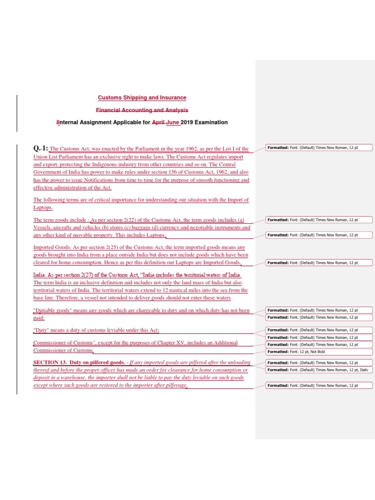 Customs Shipping and Insurance June 2019 | PDF | Cash Flow Statement ...