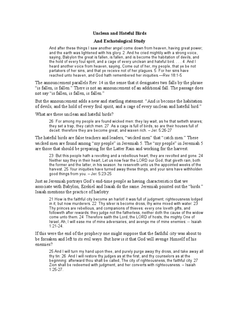 Unclean and Hateful Birds | PDF