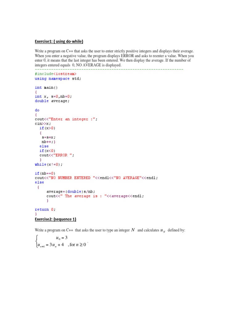 Some Exercises On Repetitions Structures | PDF | Integer (Computer Science) | Integer