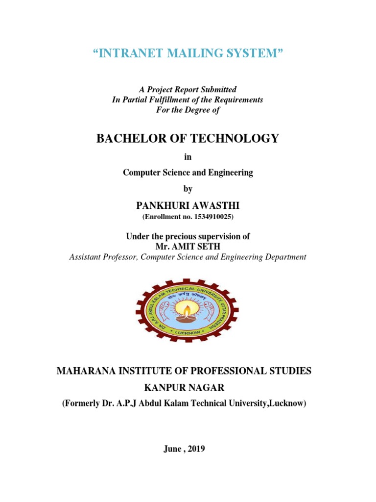 "Intranet Mailing System": Bachelor of Technology | PDF