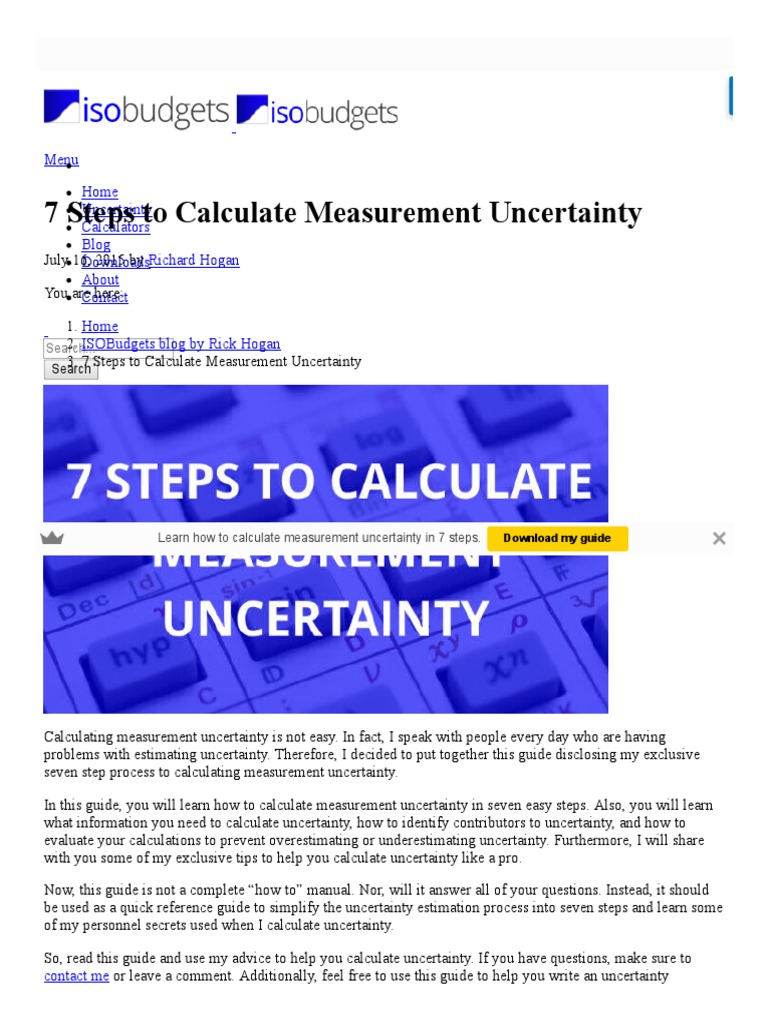 7 Steps To Calculate Measurement Uncertainty - Isobudgets | PDF ...