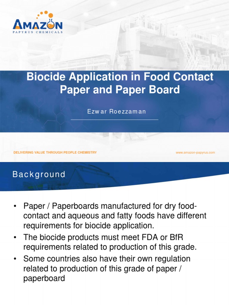 Biocide Application in Food Contact Paper and Paper Board | PDF | Odor ...