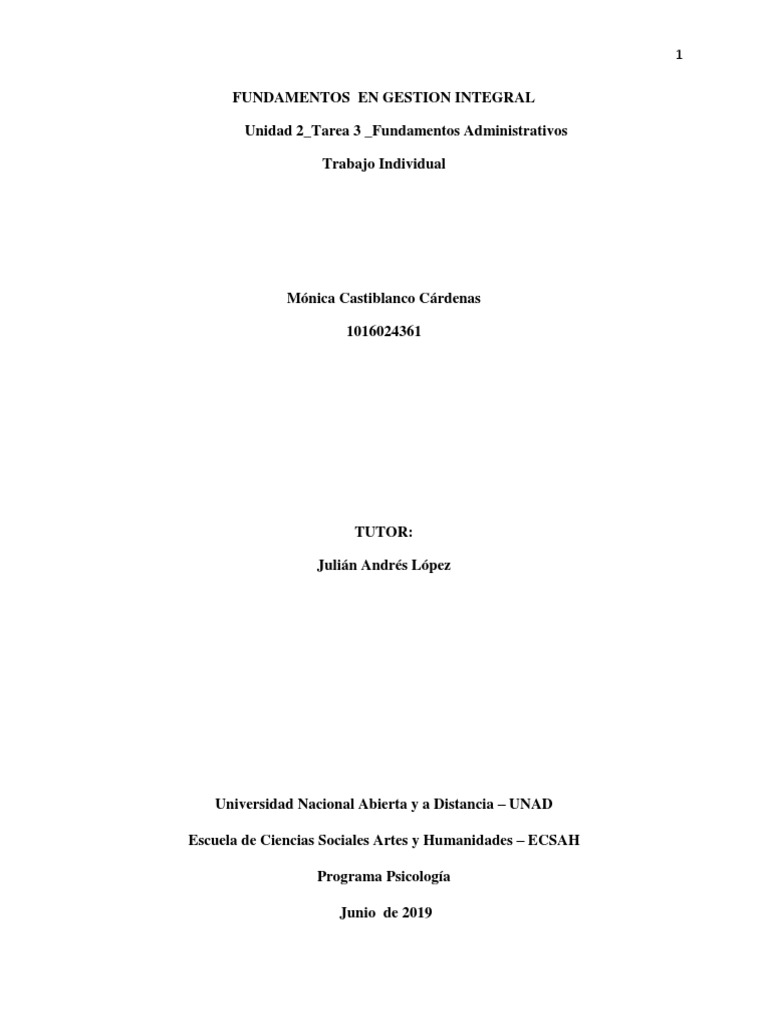 Tarea 3 Trabajoindividual Monica Castiblanco | PDF | Planificación ...