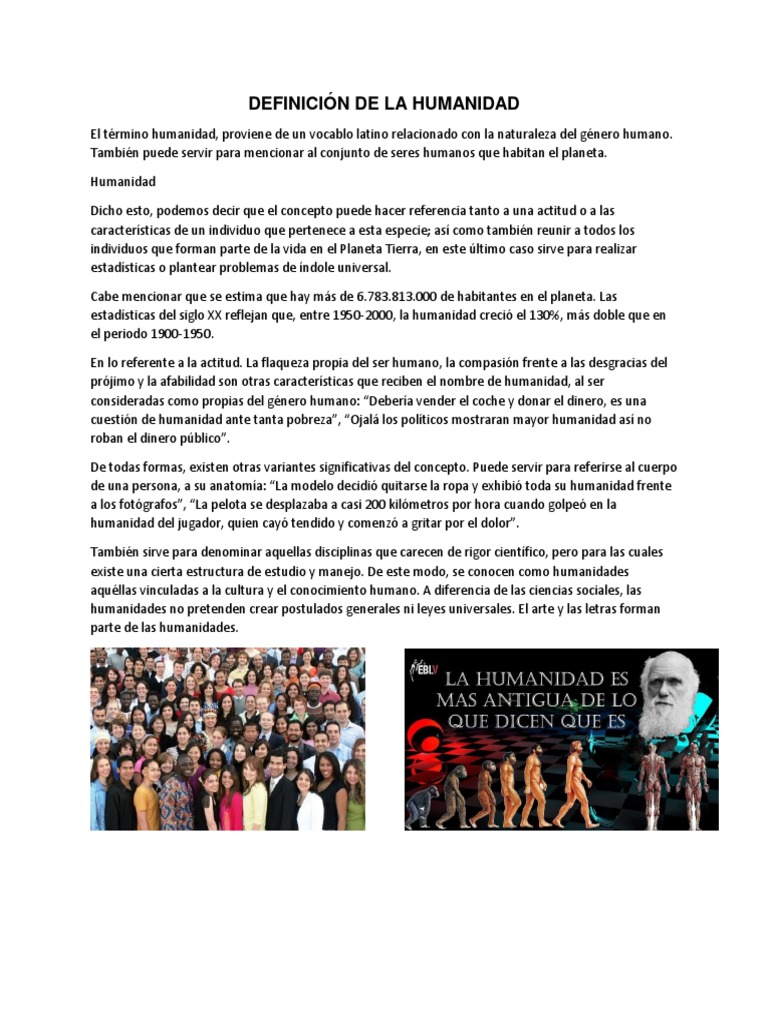 Definición de La Humanidad | PDF | Diseño | Homo Sapiens