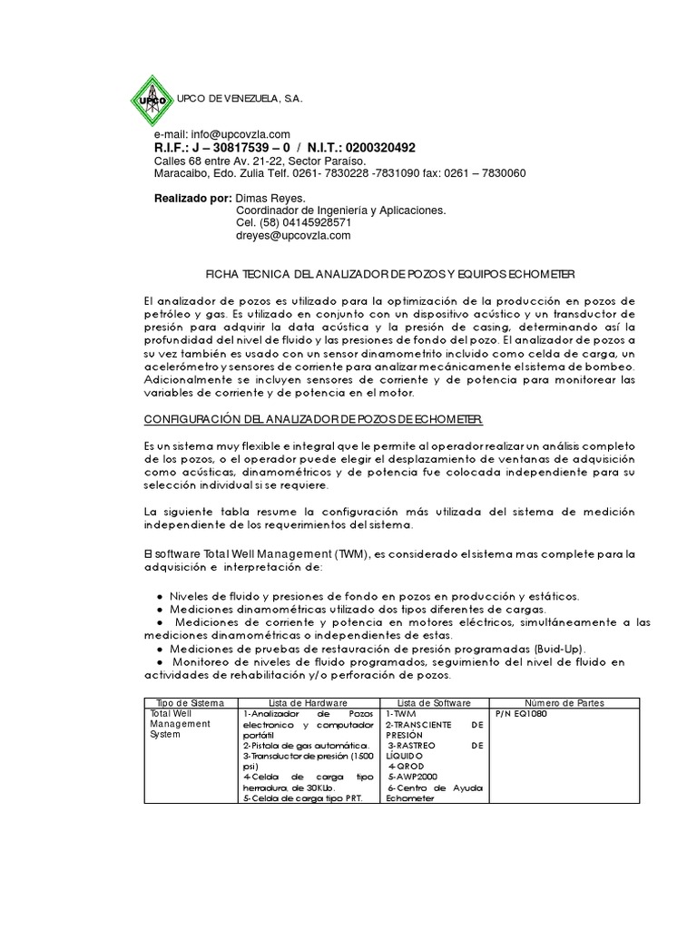 Ficha Técnica - Equipos Echometer | PDF | Acelerómetro | Hardware de la ...