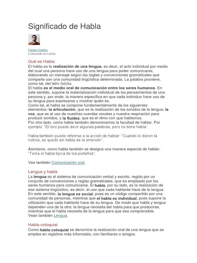 Definición y significado del habla | PDF | Habla | Comunicación