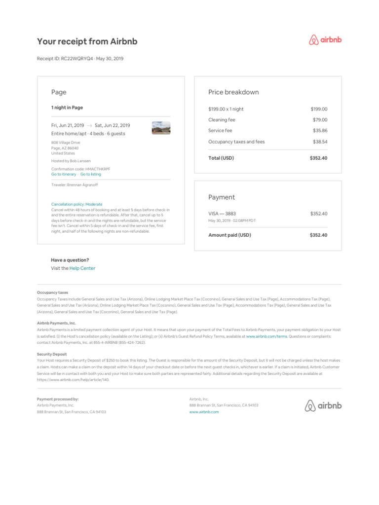 Your Payment Receipt | PDF | Airbnb | Payments