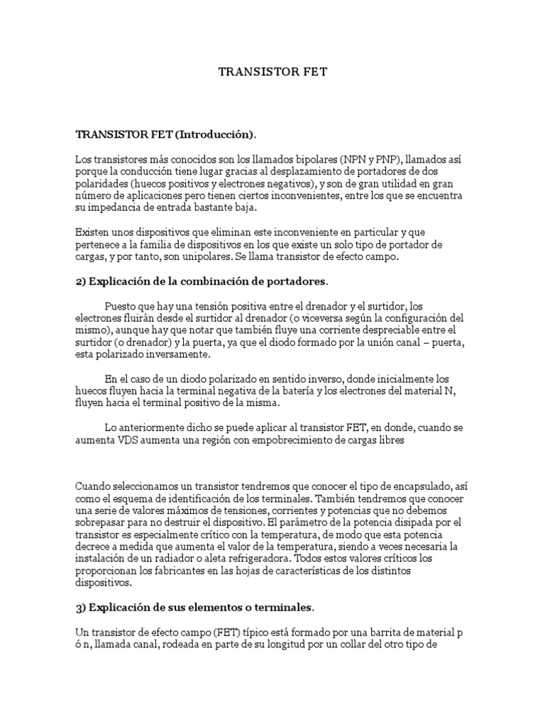 Feet | PDF | Transistor | Transistor de efecto de campo