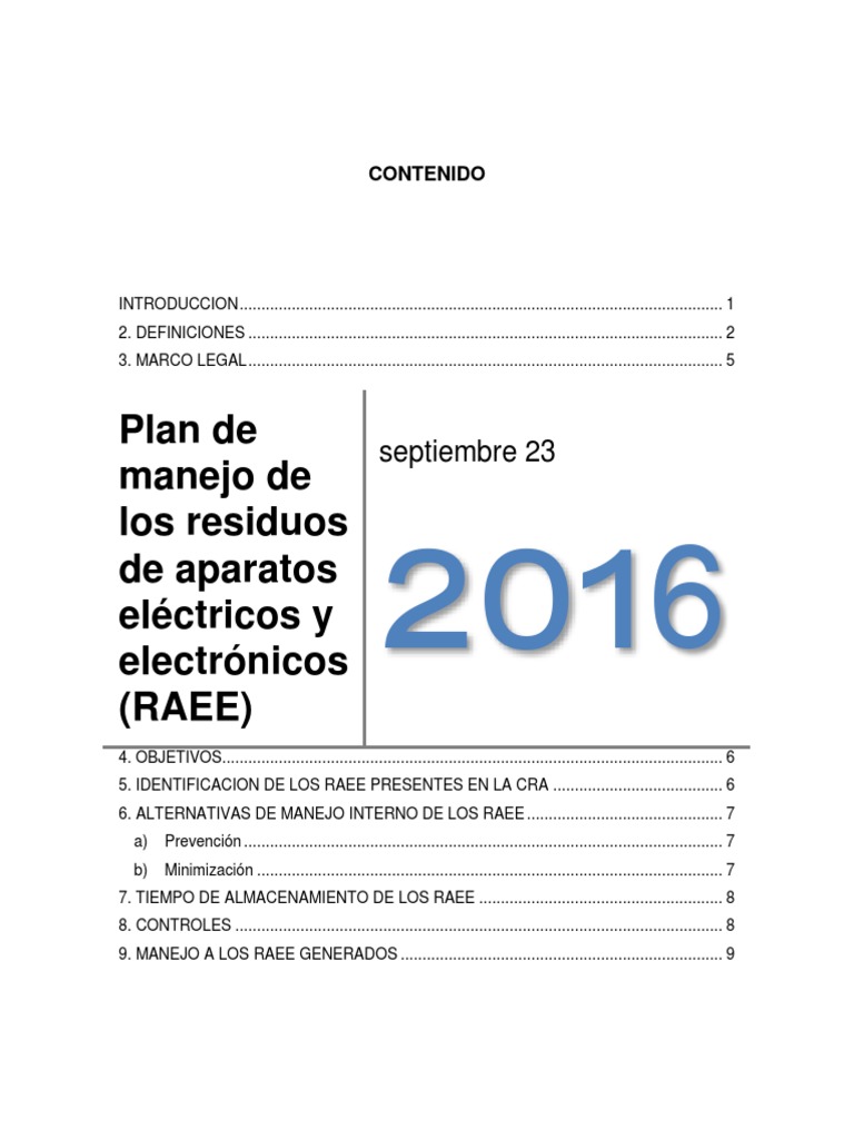 Plan de Manejo de RAEE | PDF | Periférico | Residuos