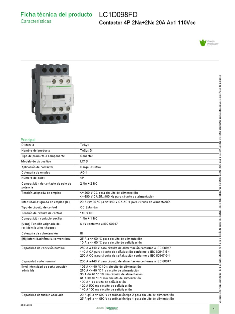 Contactor 4 Polos | PDF | Electricidad | Ingenieria Eléctrica