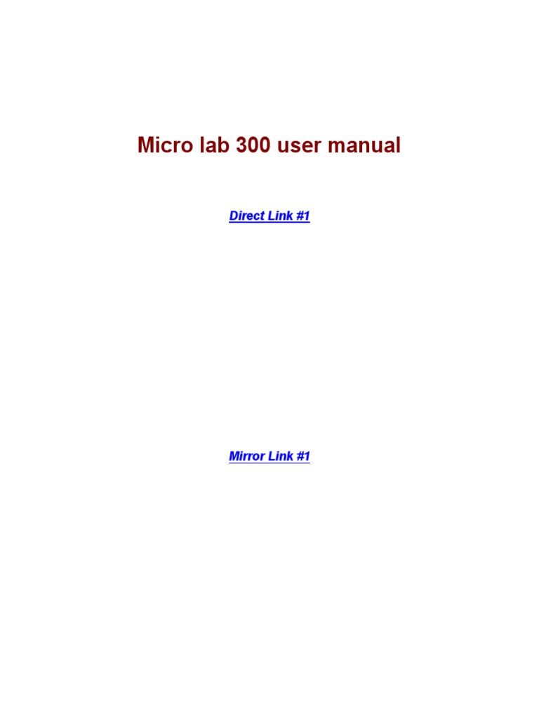 Micro Lab 300 User Manual | PDF