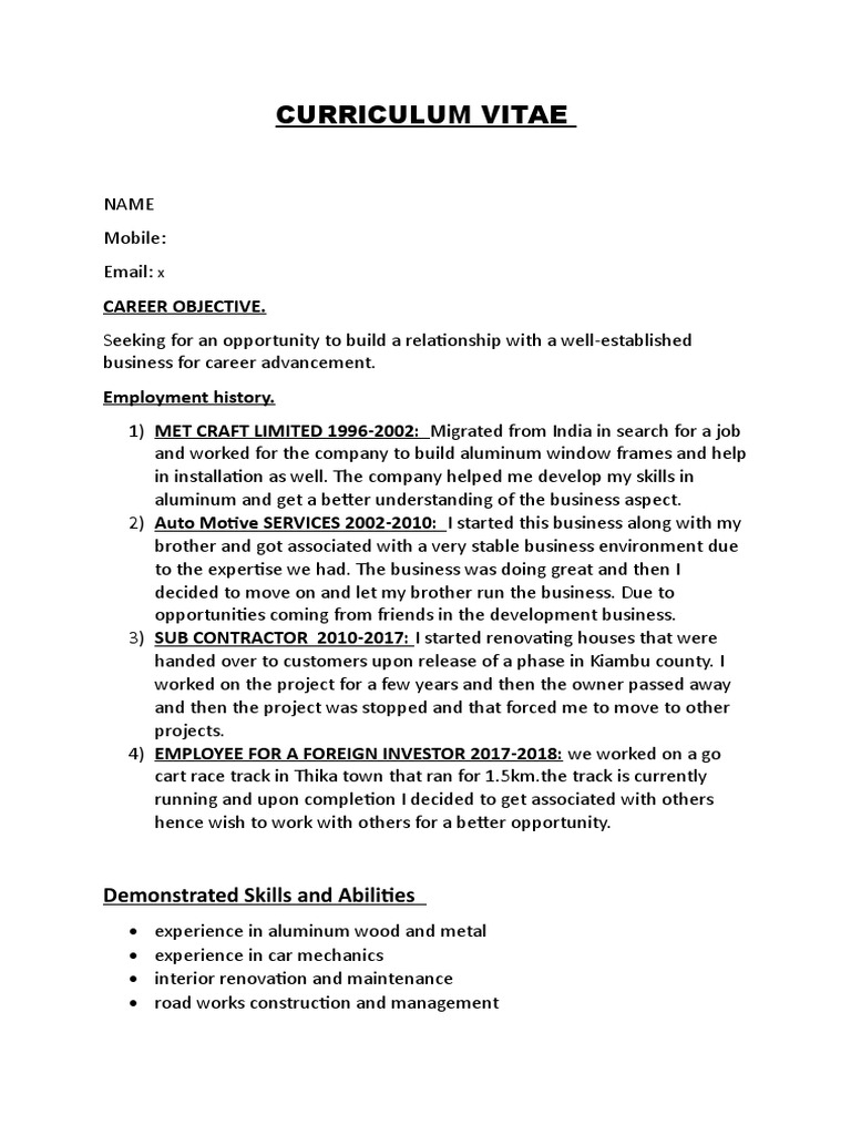 Career Objective for CV Examples | PDF