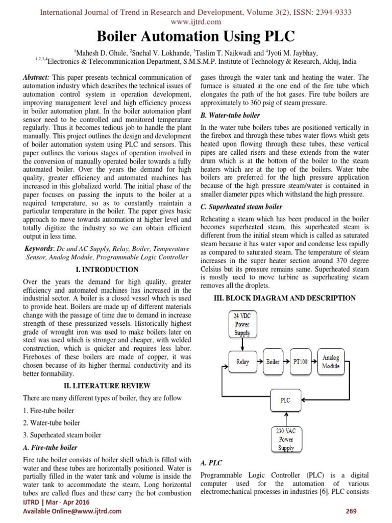 Boiler Automation Using PLC: Abstract: This Paper Presents Technical Communication of | PDF ...