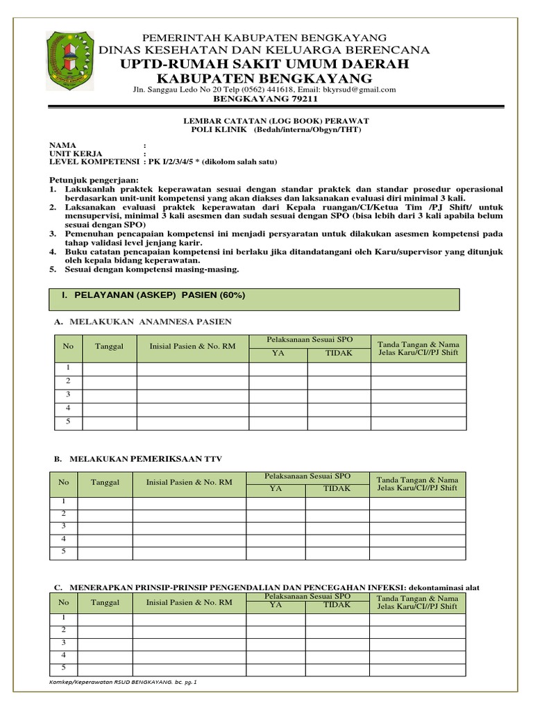 Logbook Perawat Umum Poli BKY | PDF
