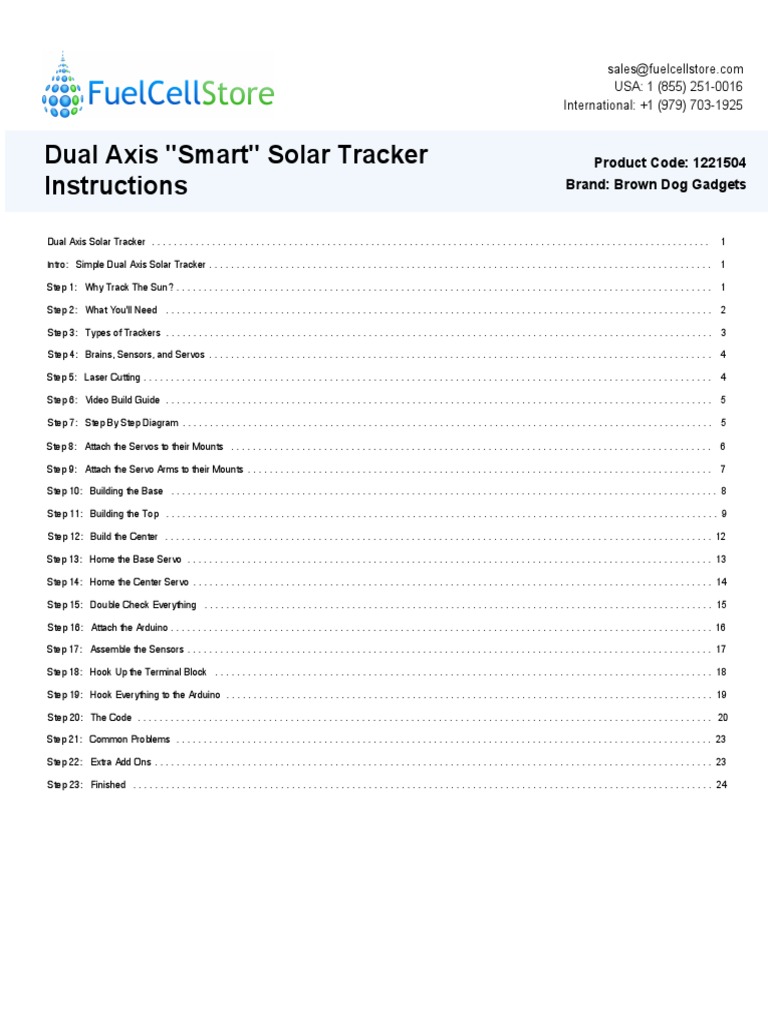 Dual Axis Smart Solar Tracker Arduino Instructions PDF | PDF | Solar ...