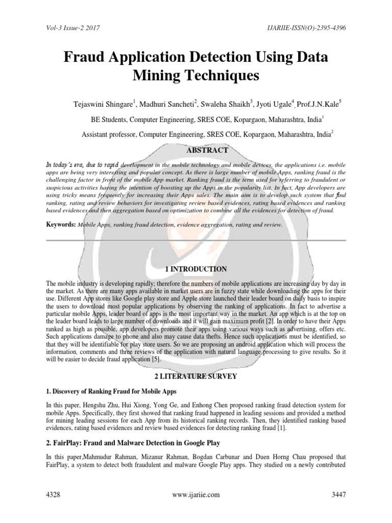 Fraud Application Detection Using Data Mining Techniques | PDF | Google Play | Mobile App