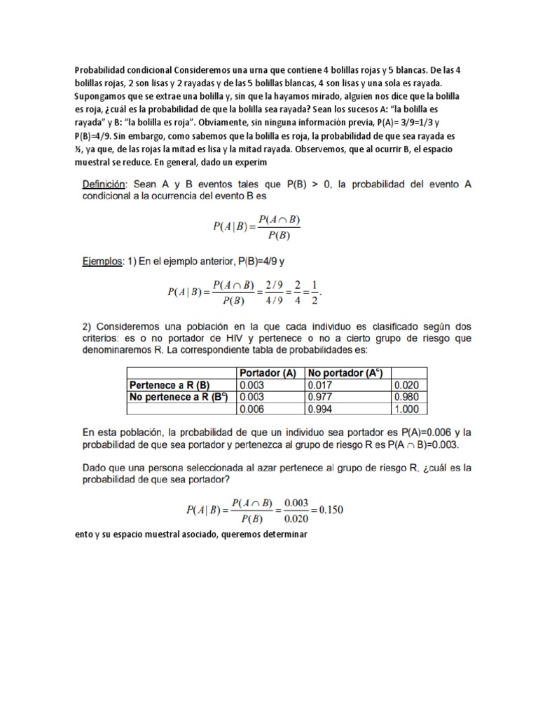Probabilidad Condicional Taller de Matematicas PDF | PDF | Probabilidad ...