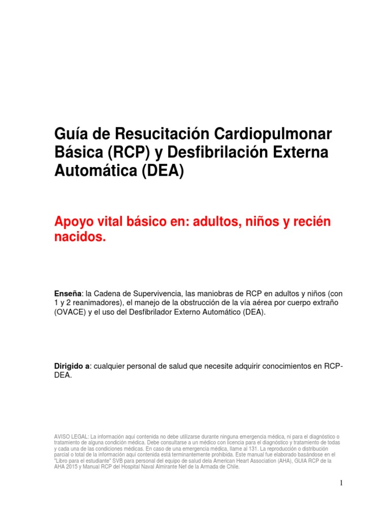 Guia RCP Basico | Reanimación cardiopulmonar | Paro cardíaco