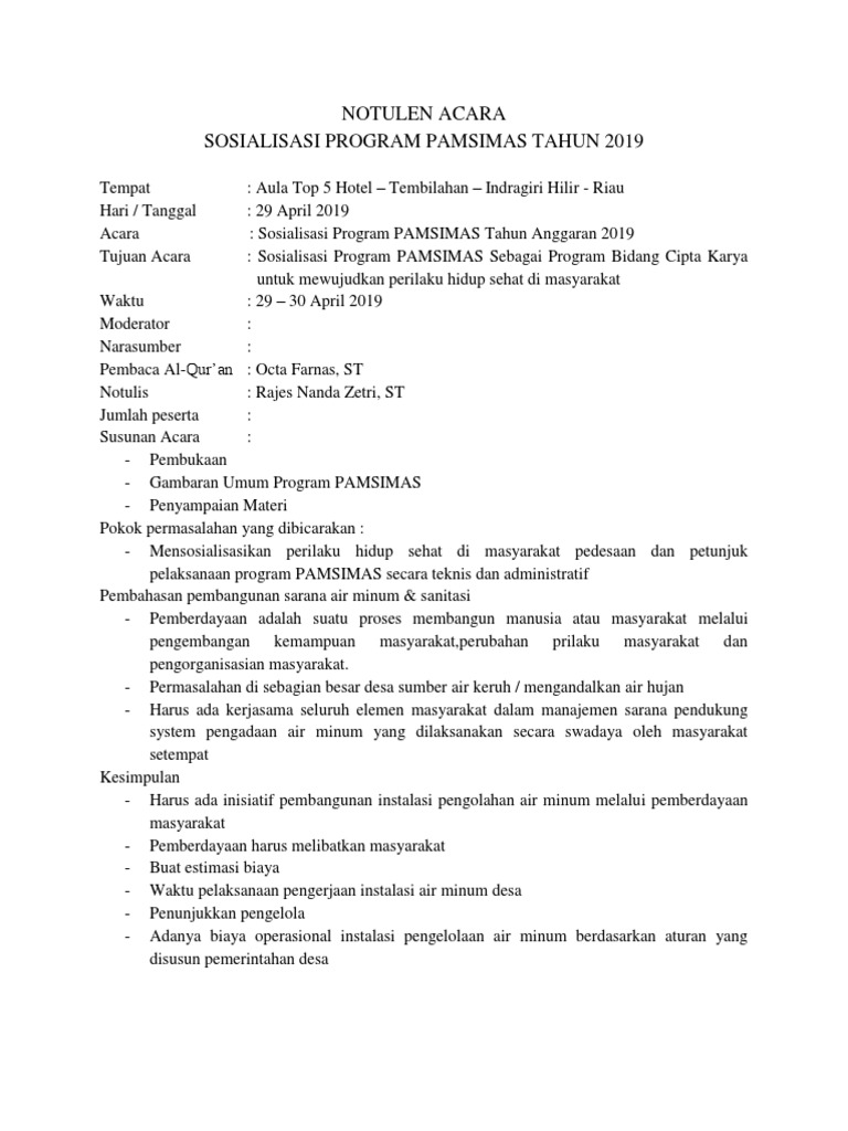 Notulen Acara | PDF | Bisnis | Sains & Matematika