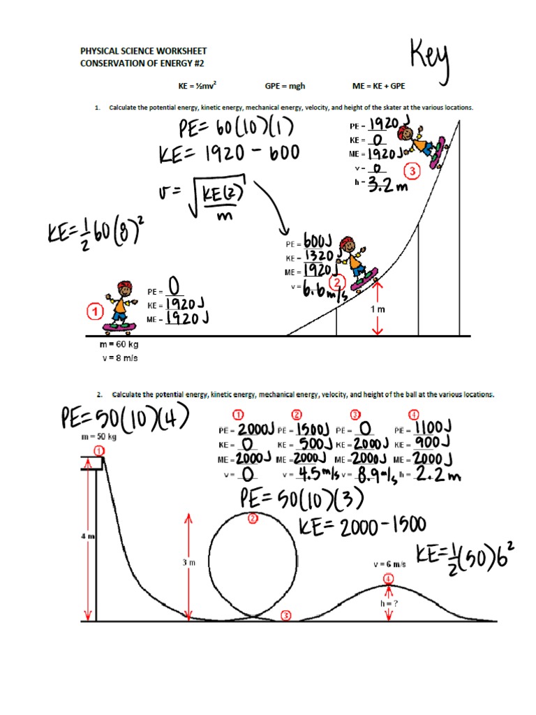 Conservation of Energy Calcs Key | PDF