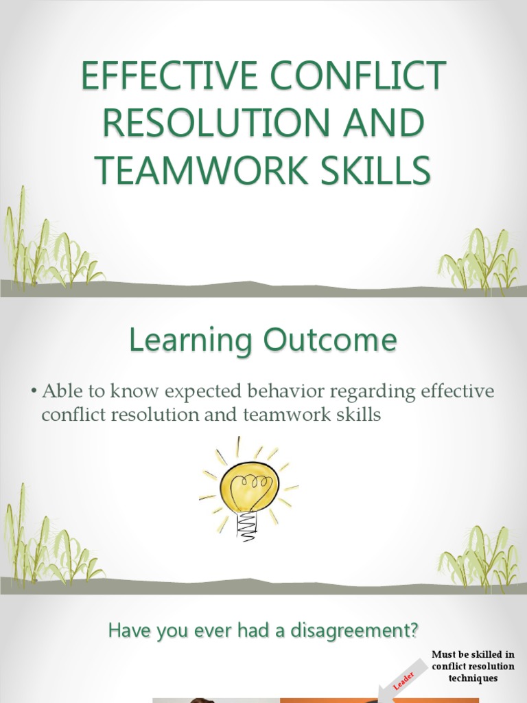 Effective Conflict Resolution and Teamwork Skills | PDF | Conflict ...