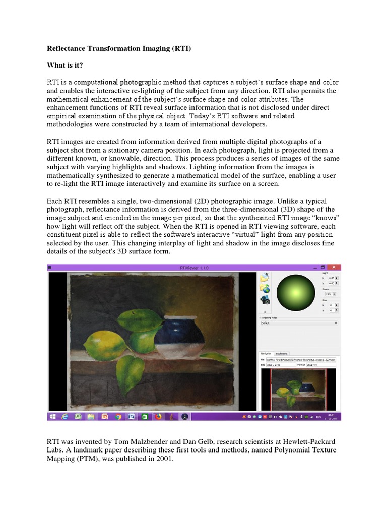 Reflectance Transformation Imaging | PDF | Digital Image | Camera