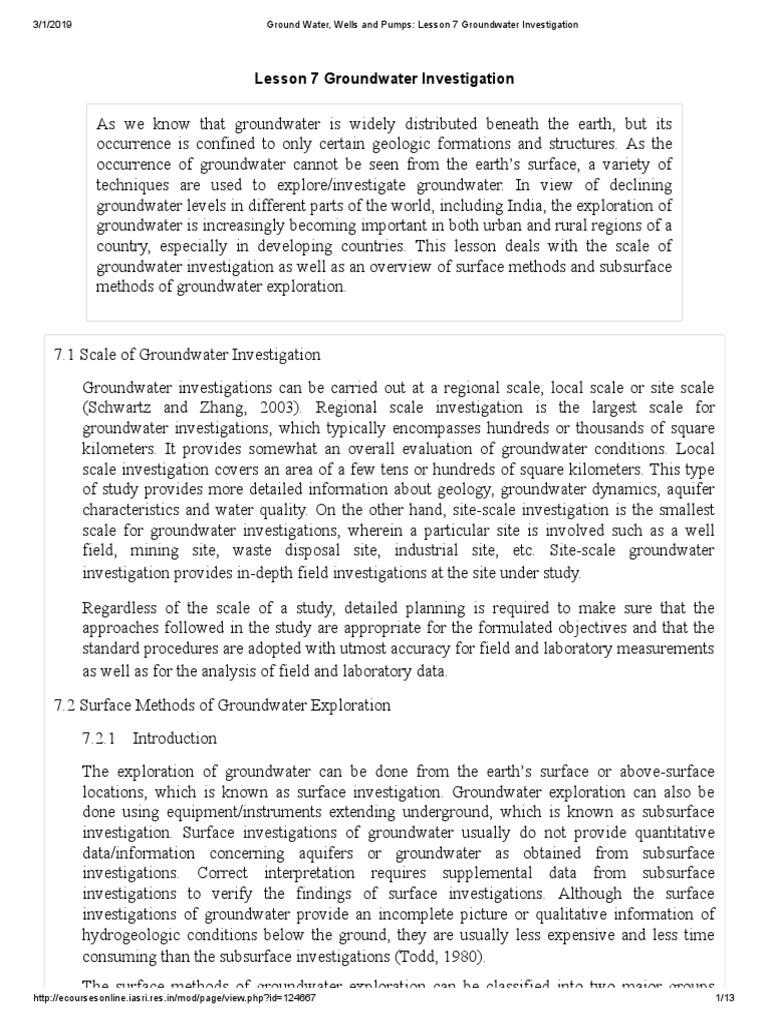 Groundwater Investigation Techniques | PDF | Reflection Seismology ...