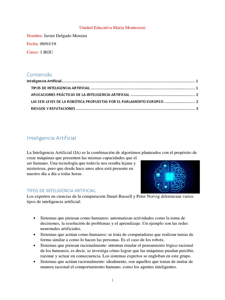 Tipos y Aplicaciones de la IA | PDF | Inteligencia artificial ...