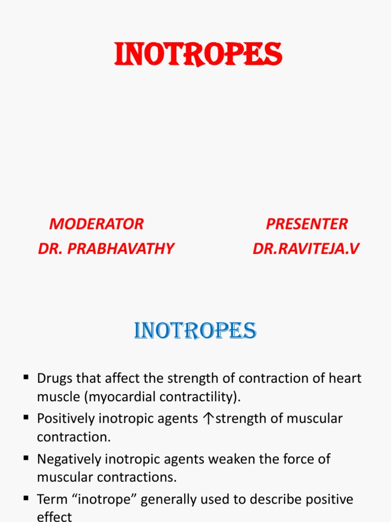 Inotropic Agents: Effects and Examples | PDF | Heart | Heart Failure