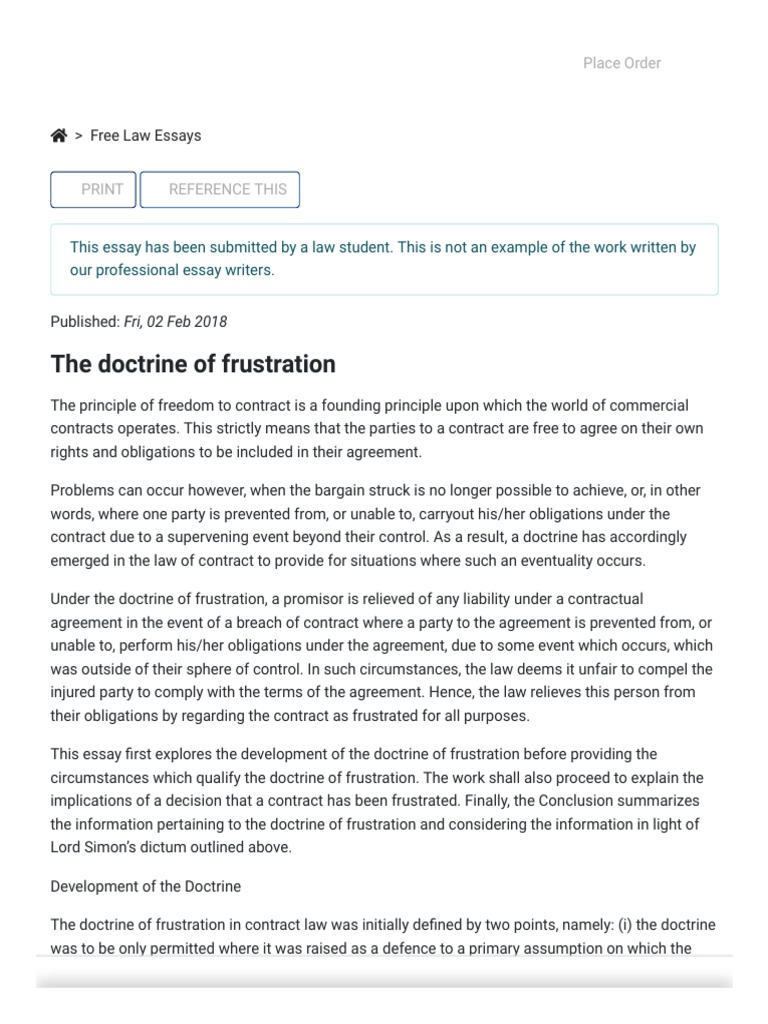 Doctrine of Frustration | PDF | Private Law | Government