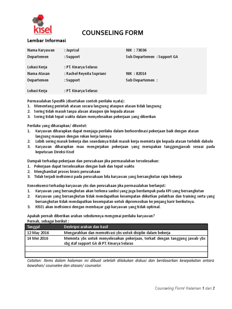 Counseling Form | PDF