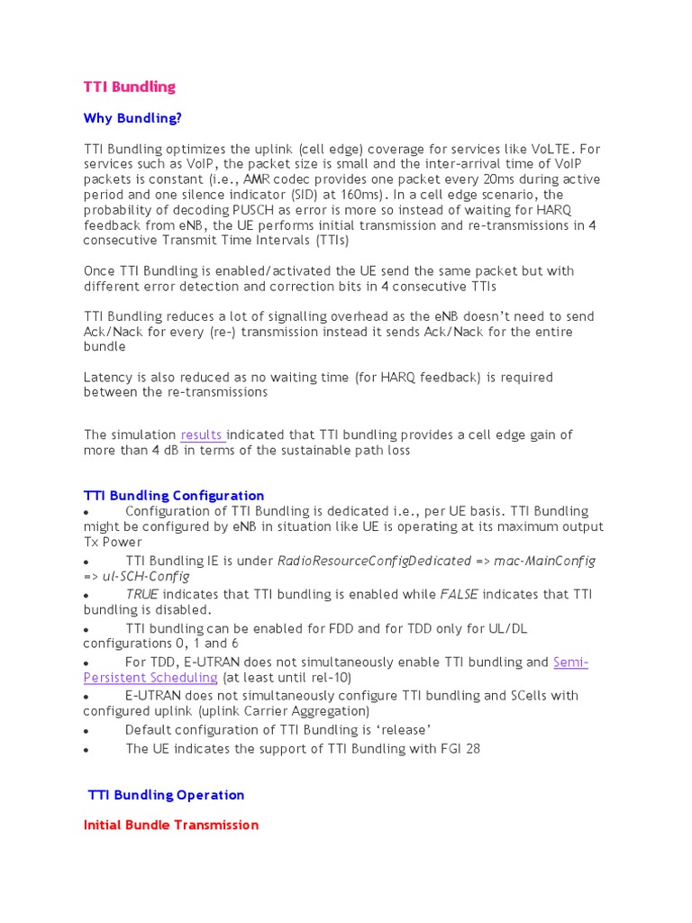 TTI Bundling Operation | PDF | Duplex (Telecommunications ...