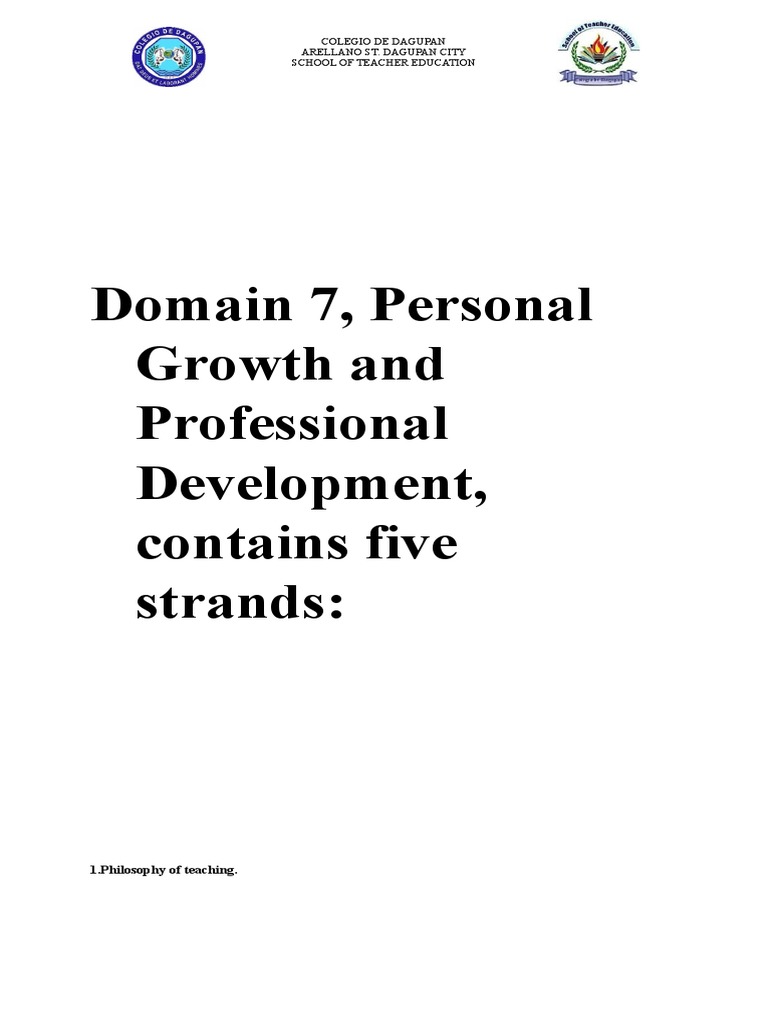 Colegio de Dagupan School of Teacher Education Domains | PDF | Teachers ...