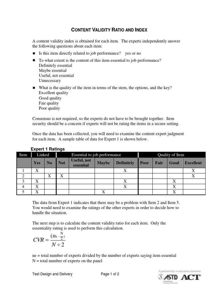 Test Item Content Validity Guide | PDF | Tests | Evaluation Methods