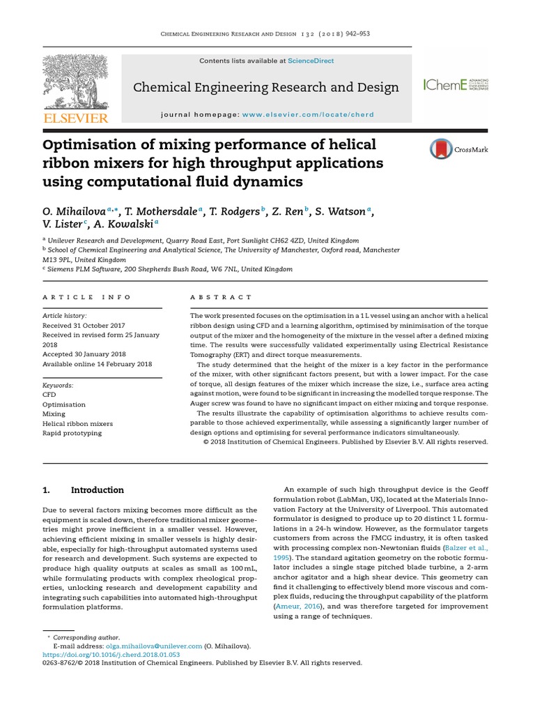 Optimisation of Mixing Performance of Helical Ribbon Mixers For High ...
